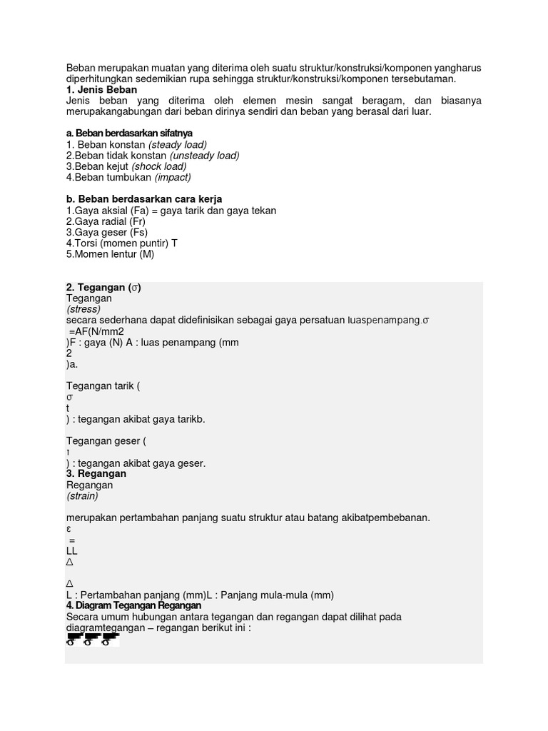 Jenis Beban dan Tegangan pada Struktur Mesin | PDF