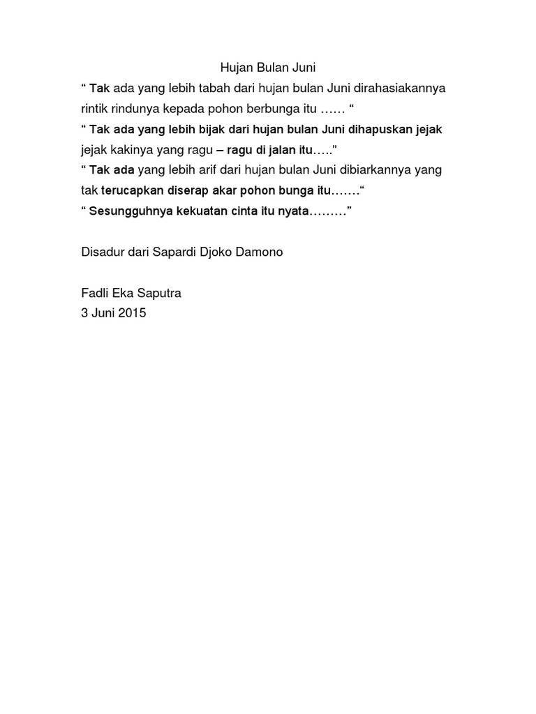 Hujan Bulan Juni | PDF