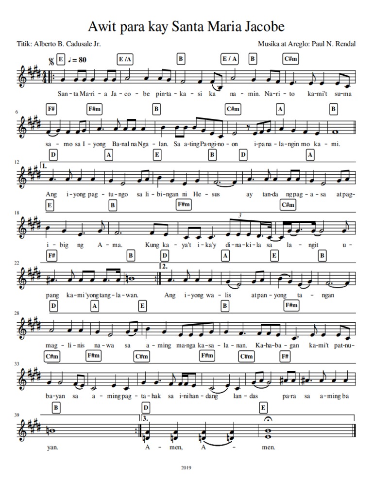 Awit para Kay Santa Maria Jacobe | PDF