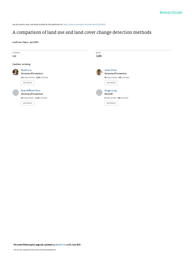 A Comparison of Land Use and Land Cover Change Detection Methods | PDF ...