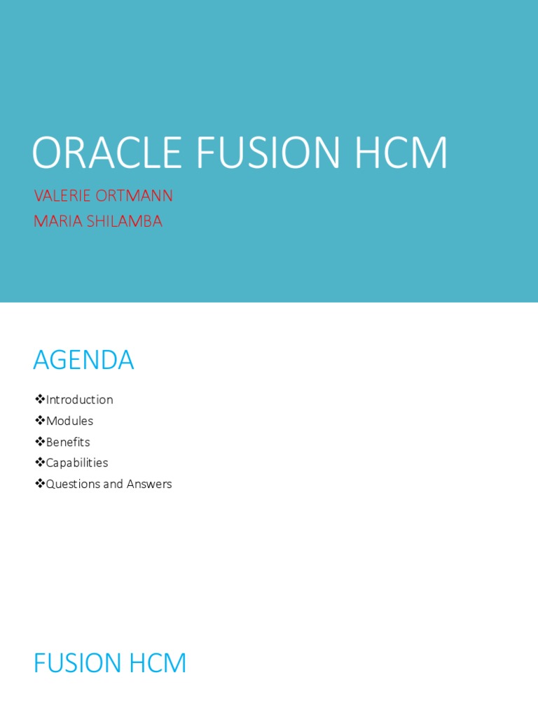 Oracle Fusion HCM: Valerie Ortmann Maria Shilamba | PDF