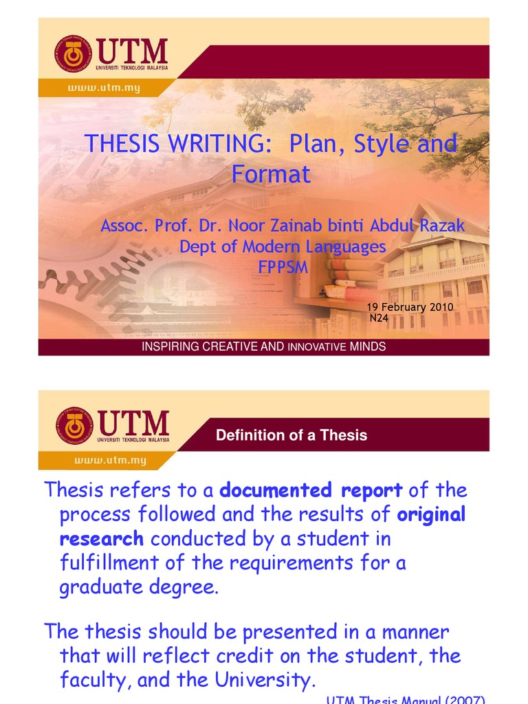 THESIS WRITING: Plan, Style and Format Format | PDF | Thesis | Abstract ...
