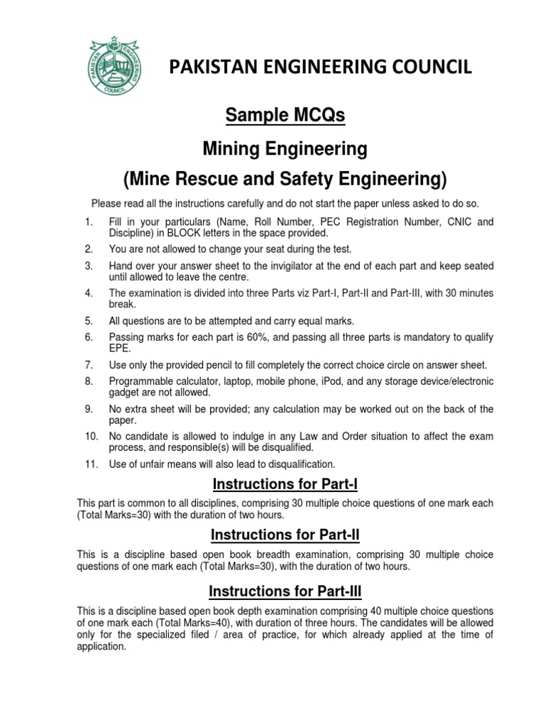 Mining Engineering (Mine Rescue and Safety Engineering) | PDF ...