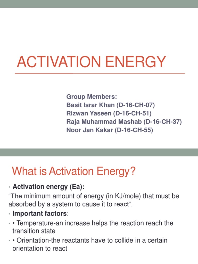 Activation Energy | PDF | Activation Energy | Reaction Rate Constant