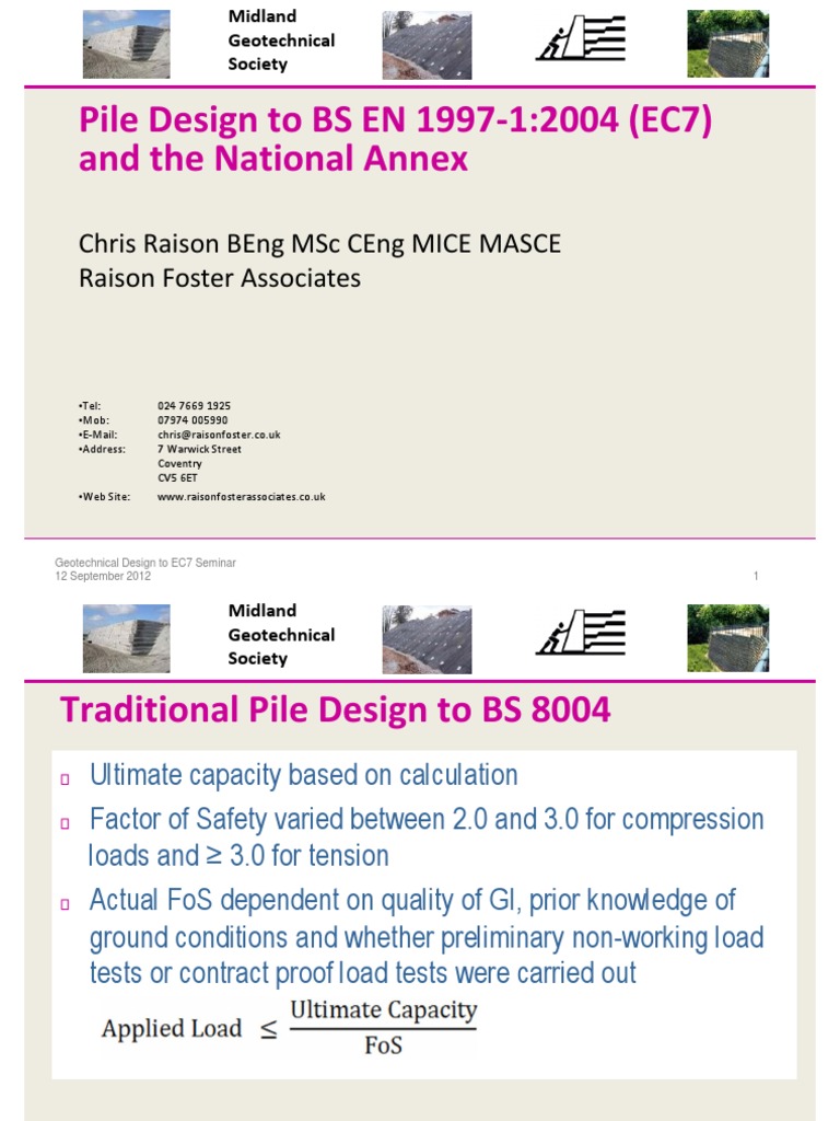 Pile Design To BS EN 1997-1:2004 (EC7) and The National Annex | PDF | Geotechnical Engineering ...