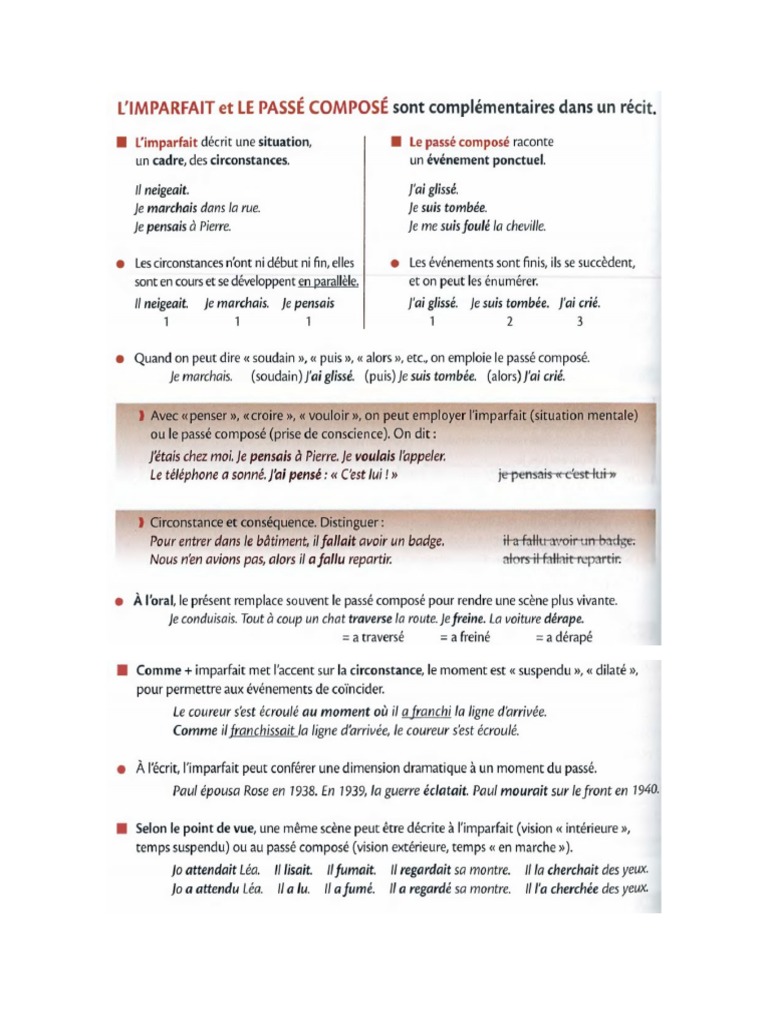 Passé Composé Imparfait Plus-Que-Parfait | PDF