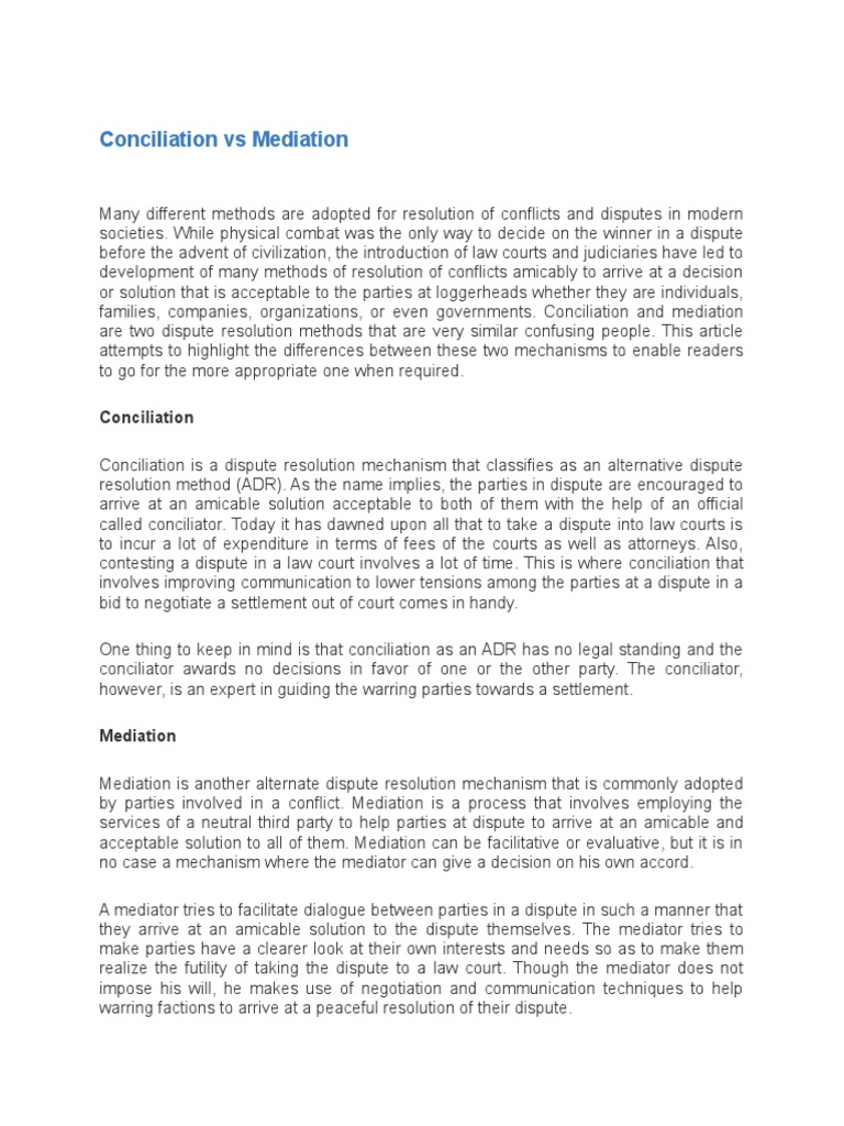 Conciliation & Mediation | PDF | Mediation | Alternative Dispute Resolution