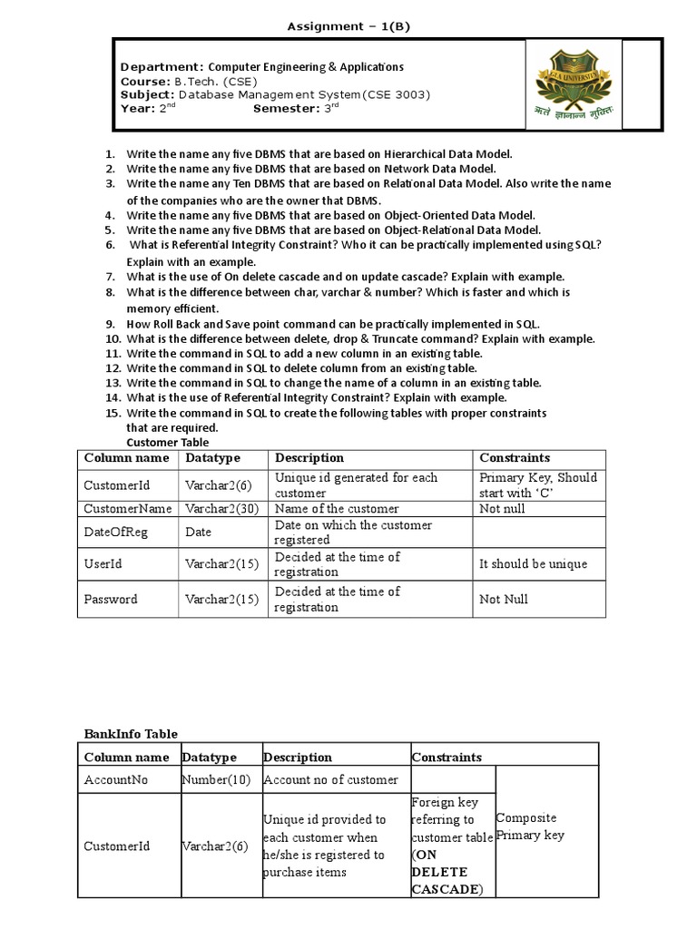 DBMS Theory Assignment 1 (B) | PDF | Databases | Scientific Modeling