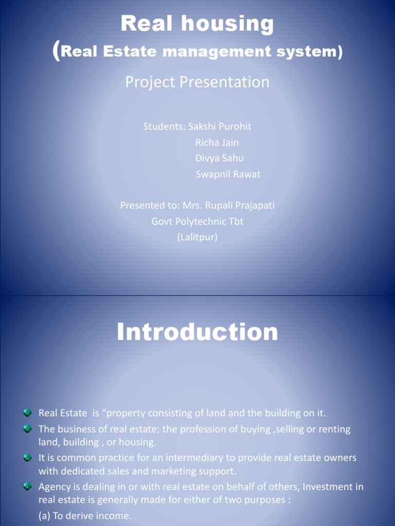 Real Estate Management System Overview | PDF | Websites | Computing