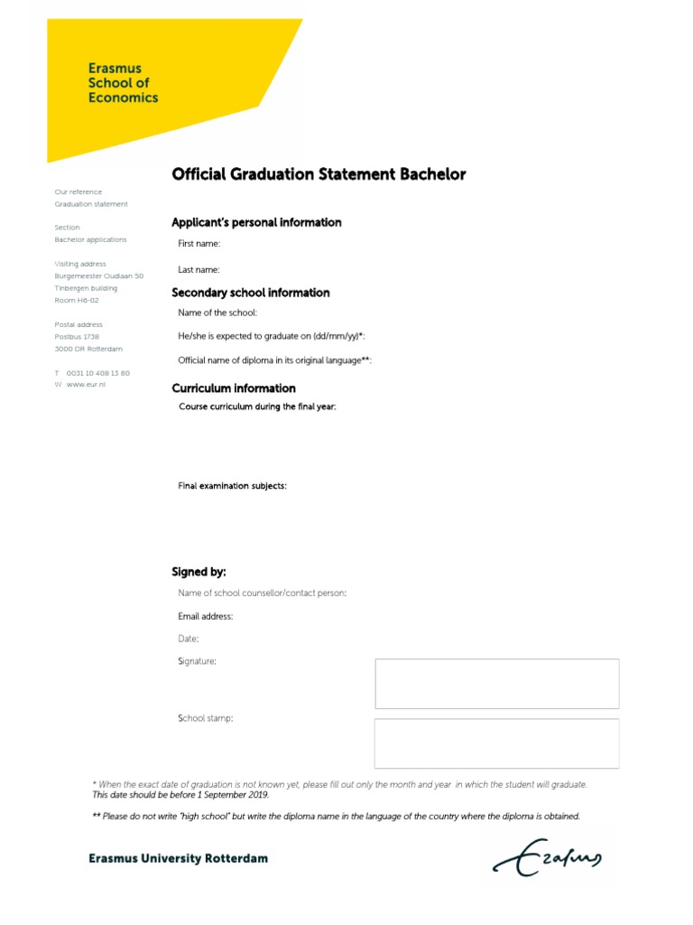 Official Graduation Statement Bachelor | PDF | Educational Assessment ...