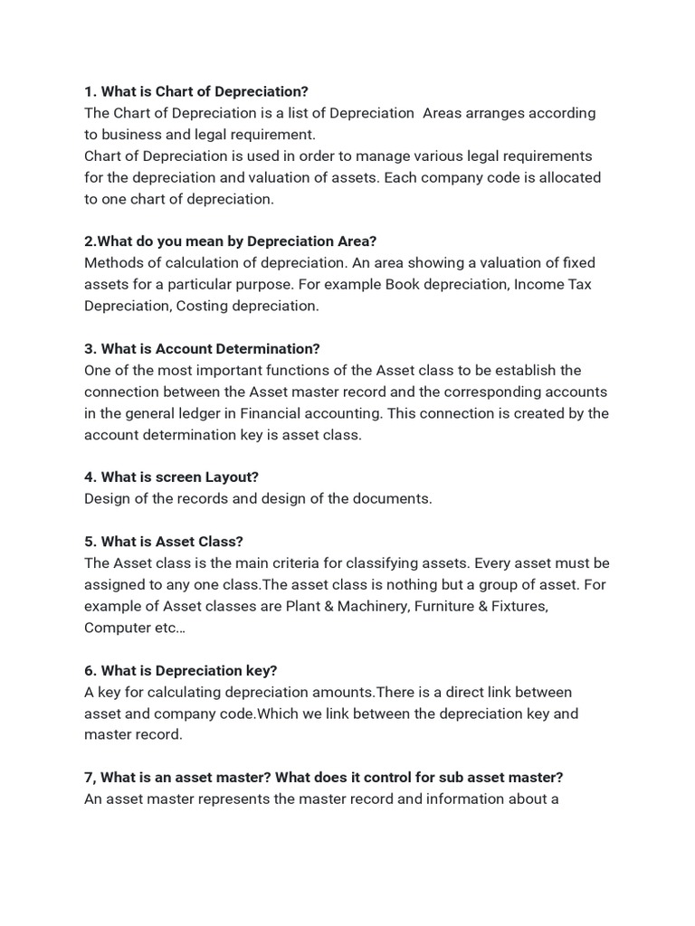 Asset Accounting Interview Questions | PDF | Depreciation ...