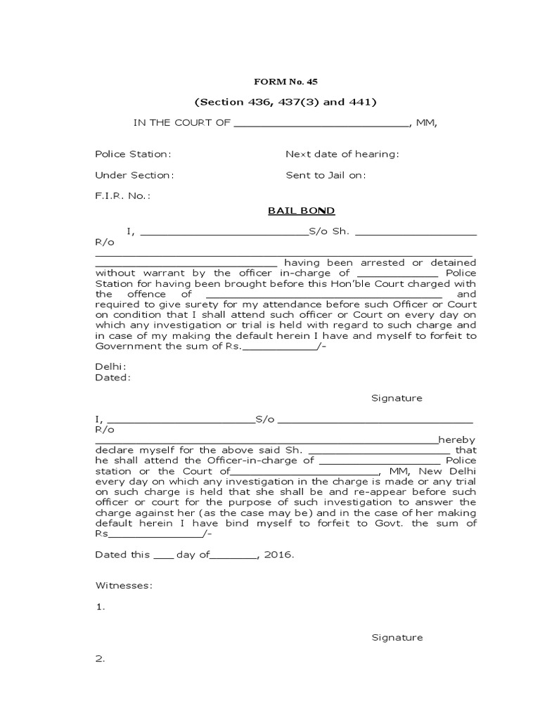 Bail Bond - Format | PDF | Bail | Misconduct