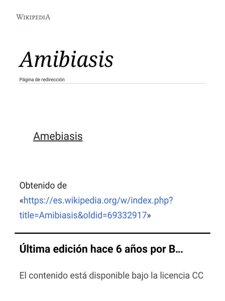 Amibiasis - Wikipedia, La Enciclopedia Libre PDF | PDF