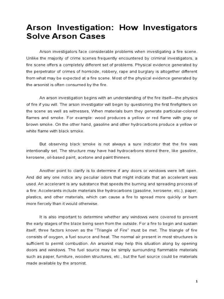 Arson Investigation: How Investigators Solve Arson Cases | PDF ...