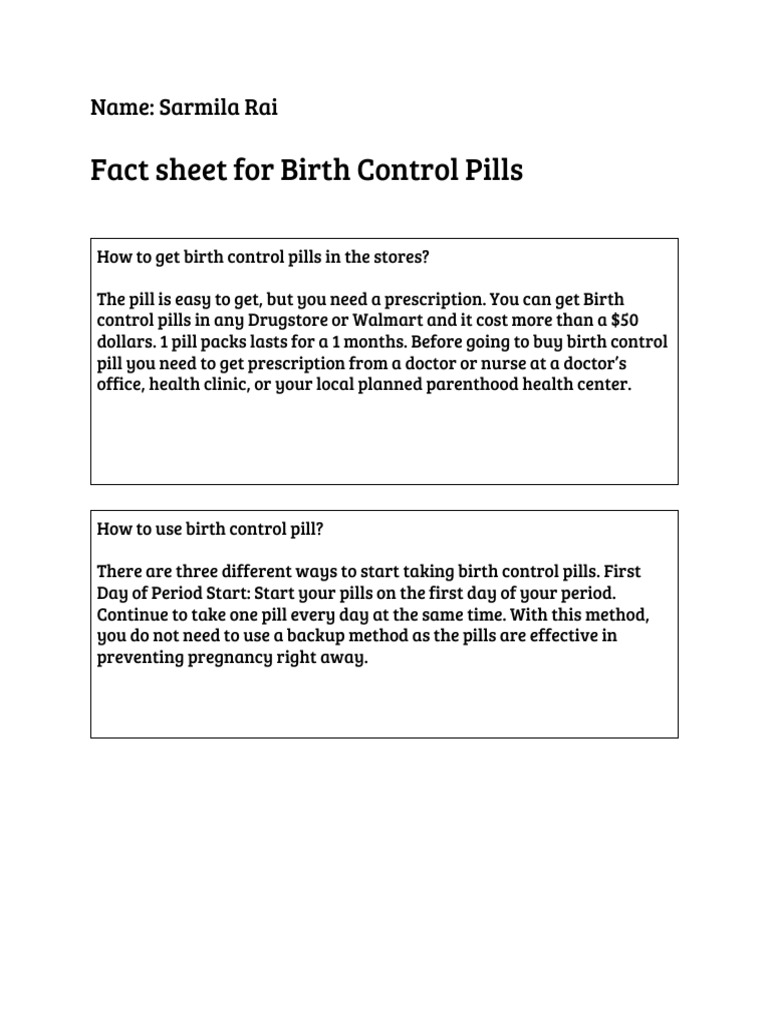 Fact Sheet Birth Control | PDF