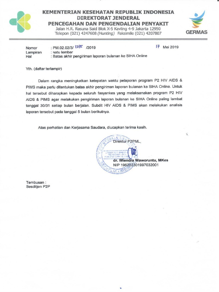 Batas Akhir Pengiriman Laporan Bulanan Ke SIHA Online | PDF