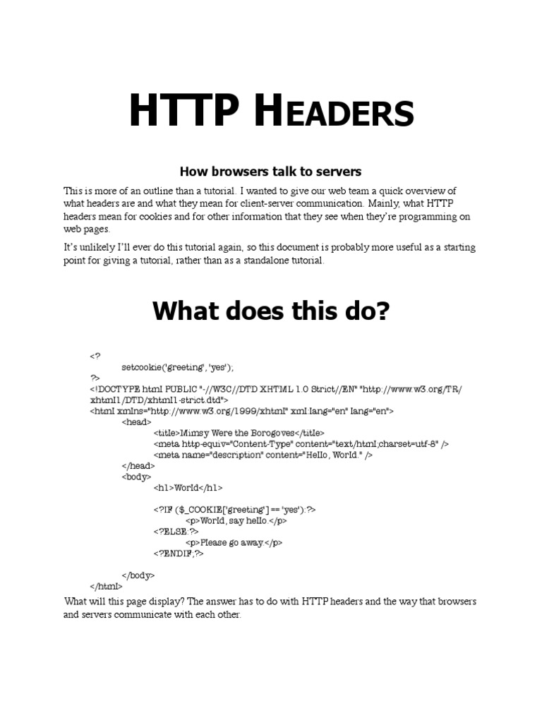 0752 HTTP Headers PDF | PDF | Http Cookie | Hypertext Transfer Protocol