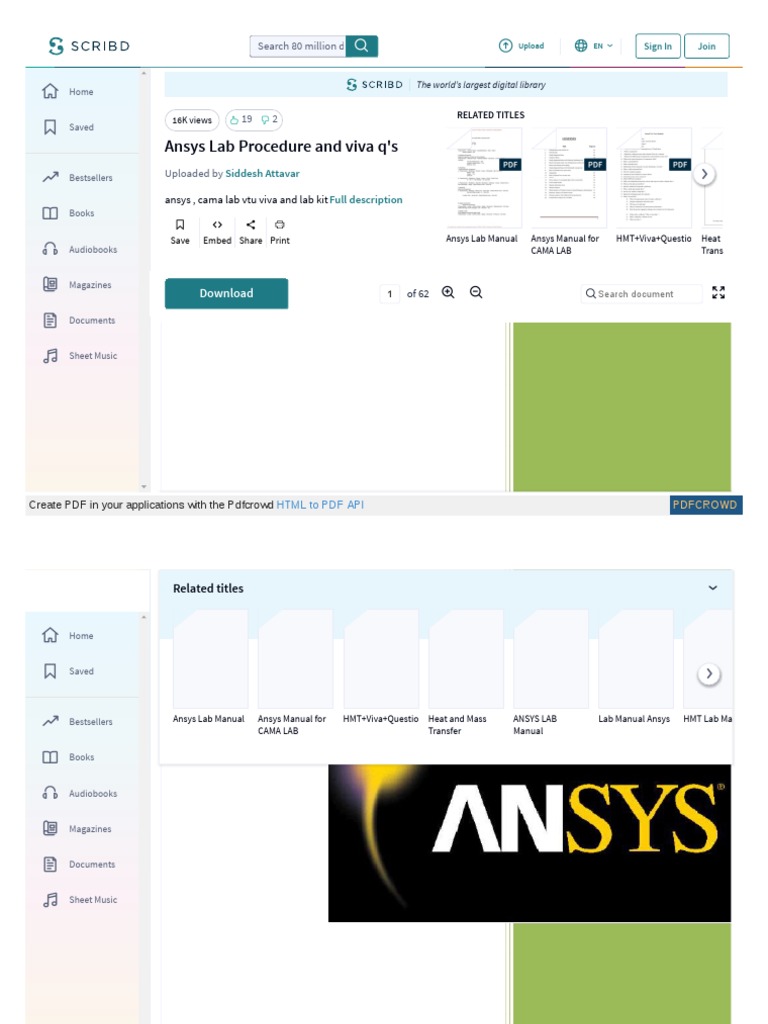 Ansys Lab Procedure and Viva Q | PDF | Scribd | Application Programming Interface
