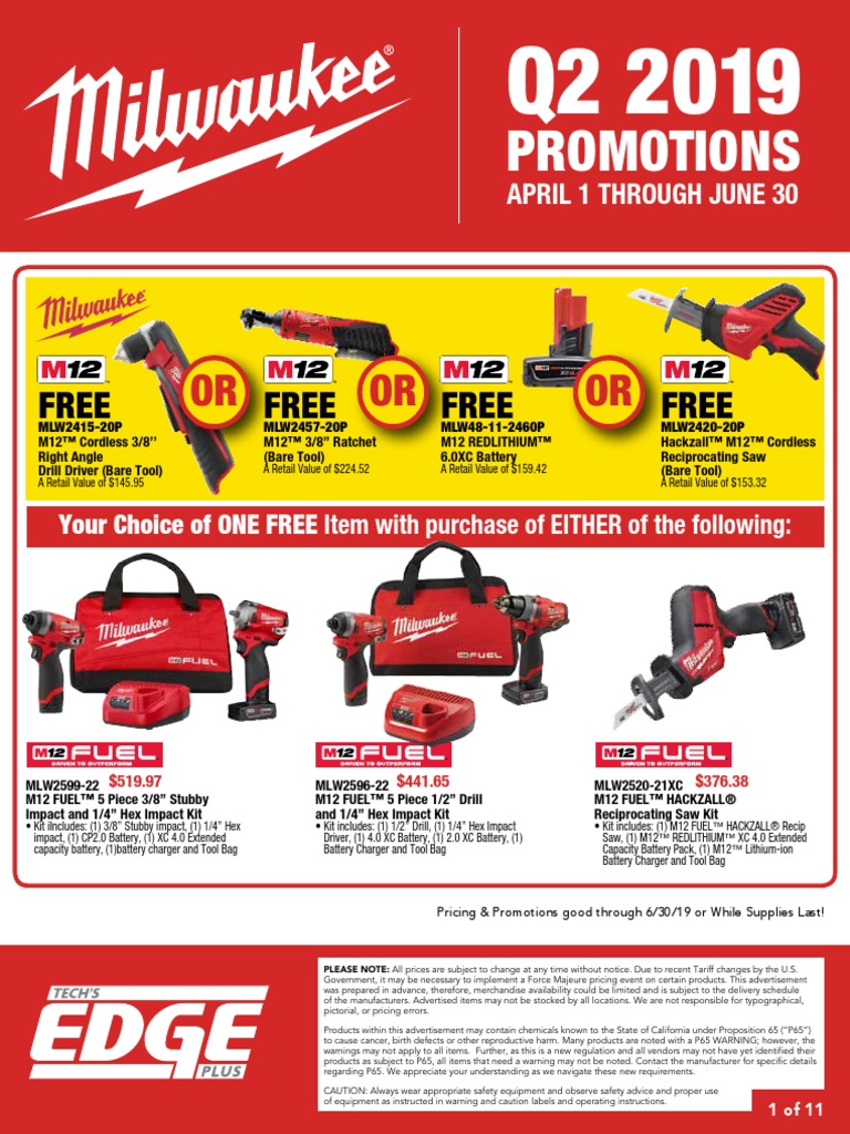 Milwaukee Sales Flyer | PDF | Battery Charger | Manufactured Goods