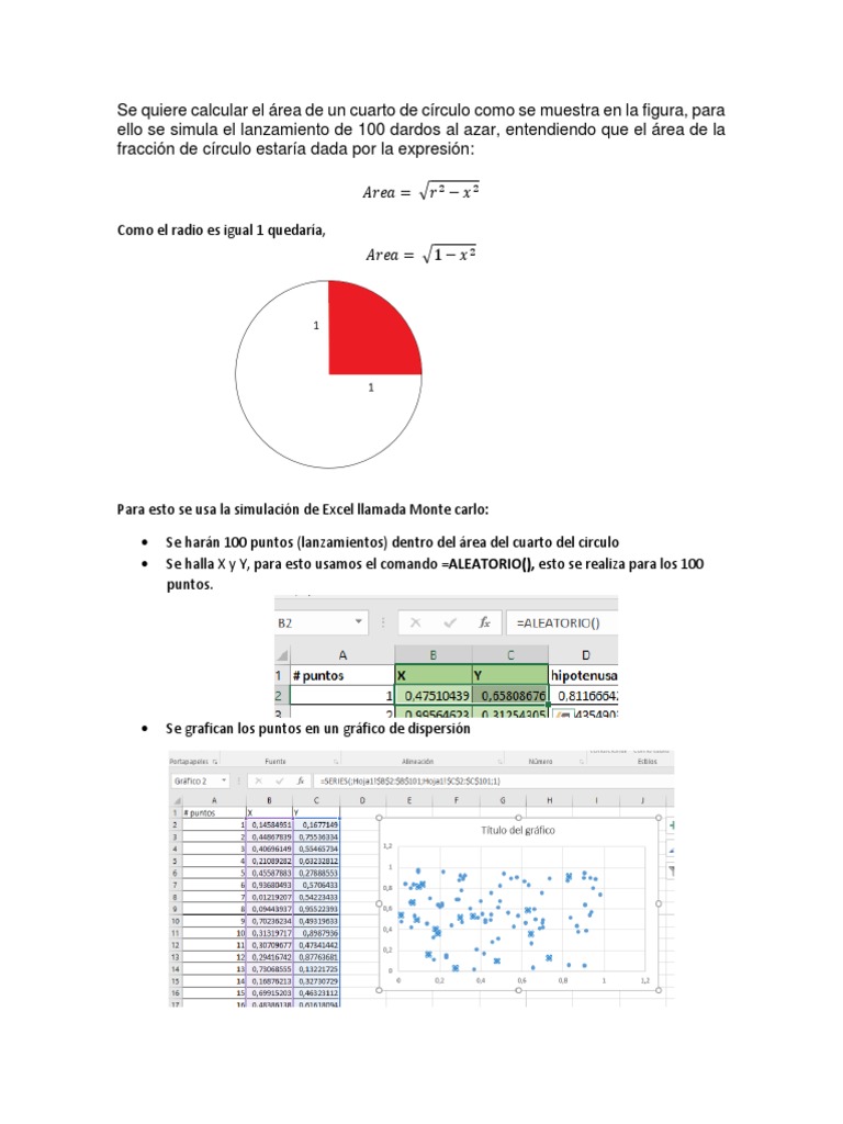 Cálculo del área de un cuarto de círculo | PDF | Desviación Estándar ...