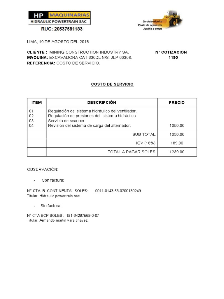 Servicio Cat 330DL PDF | PDF
