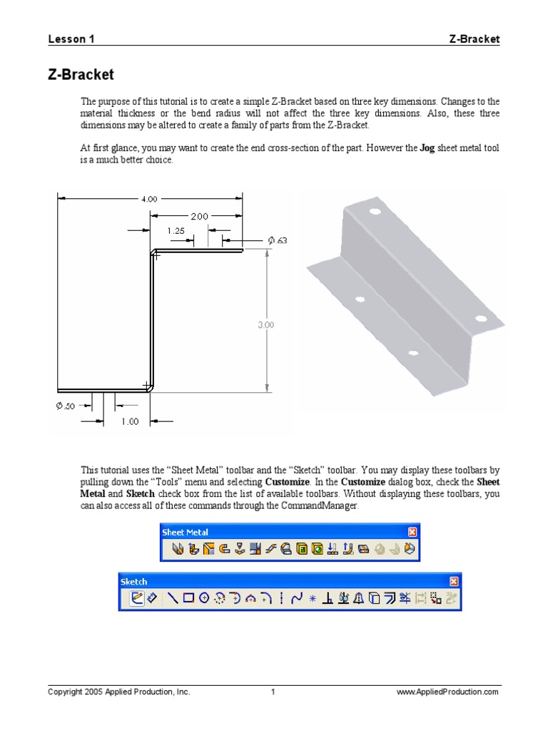 Lesson 1 Z-Bracket | PDF | Sheet Metal | Icon (Computing)