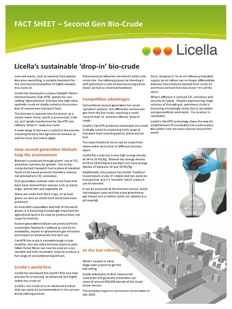 Bio Crude Oil Fact Sheet | PDF | Biofuel | Petroleum