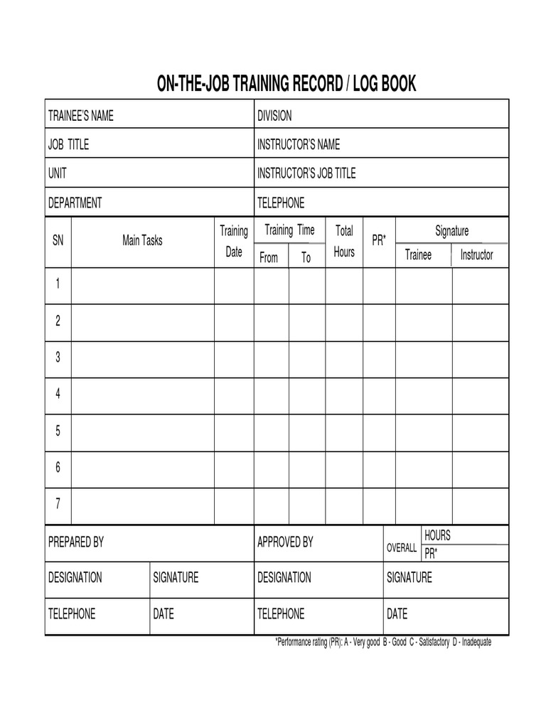 Tracking Progress and Building Skills: An On-the-Job Training Log | PDF
