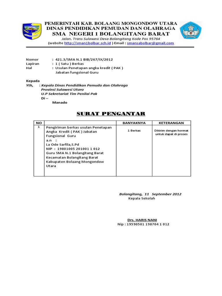 Surat Pengantar PAK | PDF