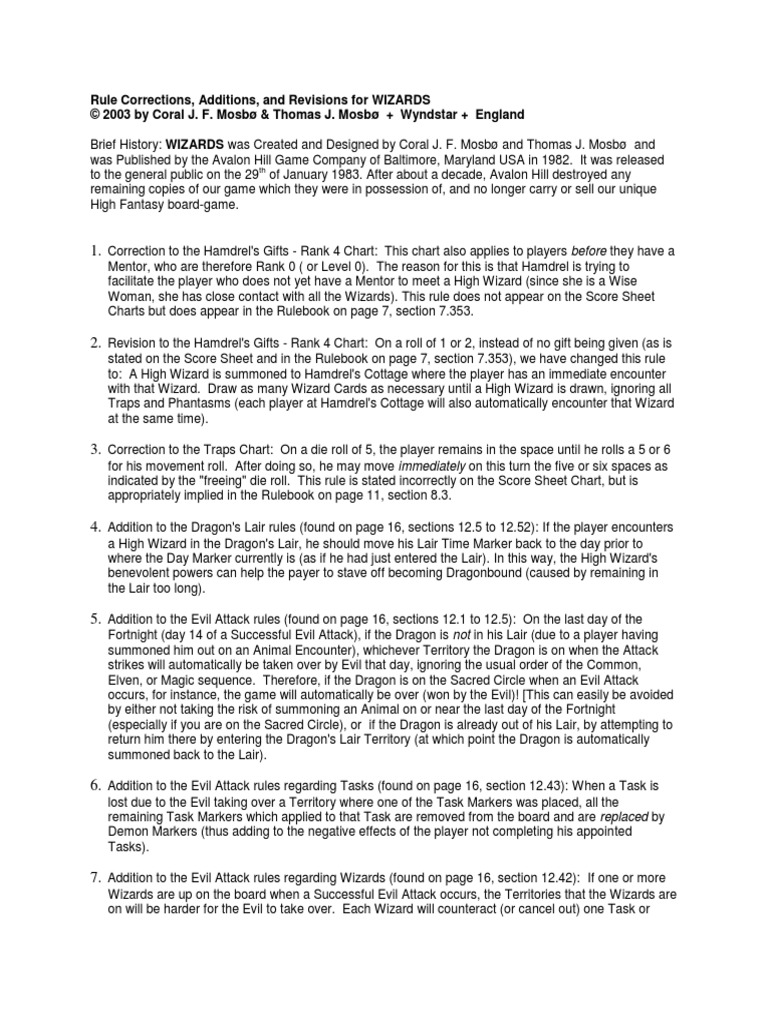 Wizards Rule Corrections | PDF | Magician (Fantasy) | Demons