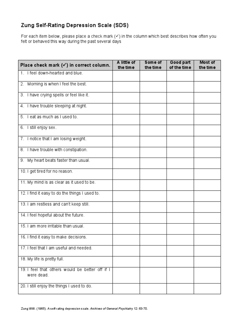 The Zung Scale PDF | PDF