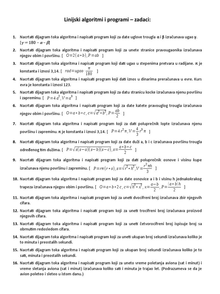 Linijski AlgoritmiZadaci | PDF