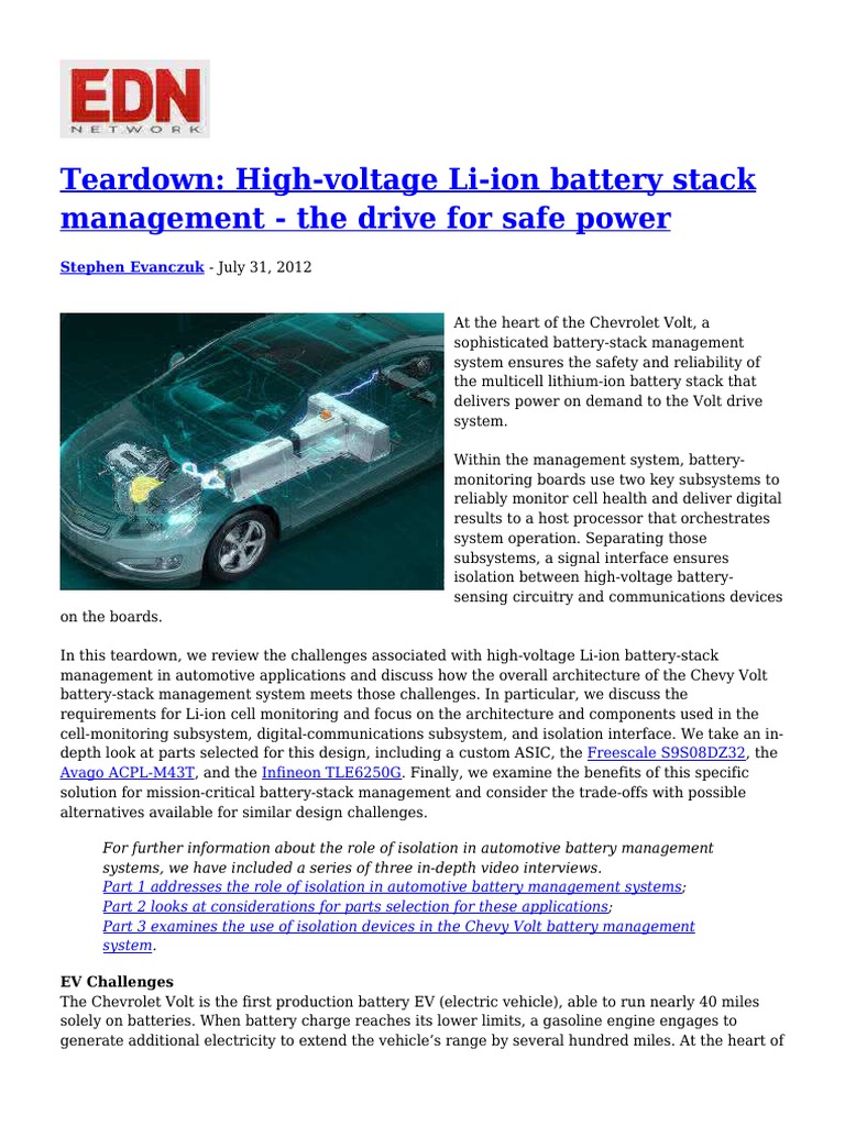 Teardown High Voltage Li Ion Battery Stack Management The Drive For ...