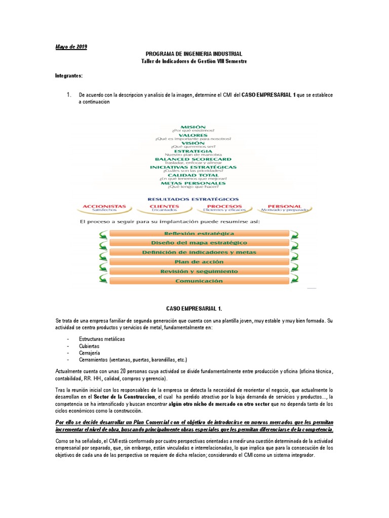 Taller # 3 de Indicadores de Gestión IX Semestre | PDF | Planificación ...