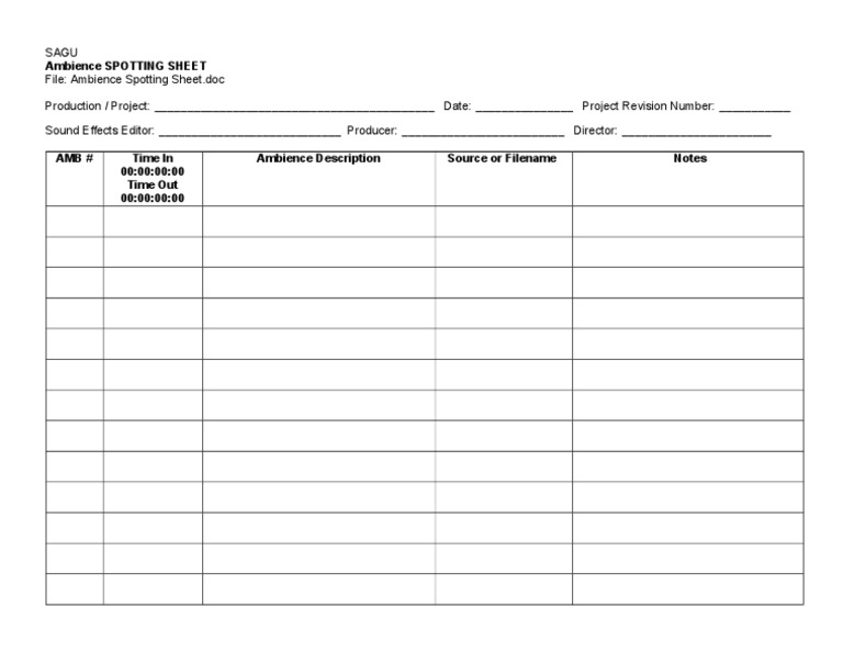 Ambience Spotting Sheet | PDF | Computers