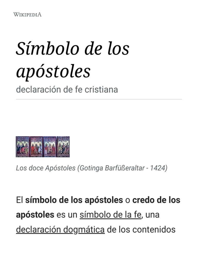 Símbolo de Los Apóstoles - Wikipedia, La Enciclopedia Libre | PDF ...