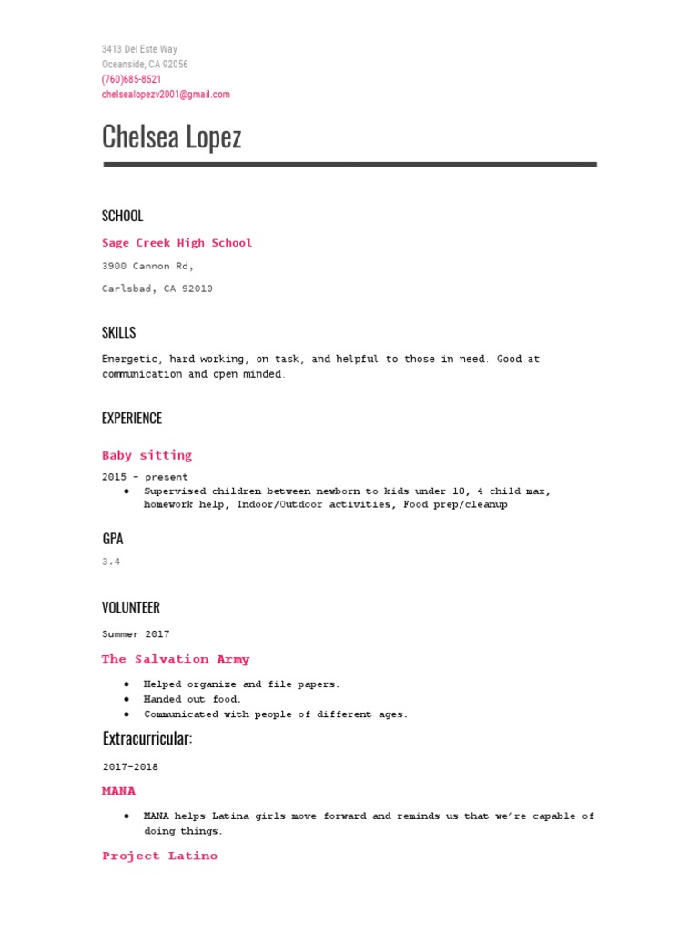 Chelsea Lopez: Resume Overview | PDF