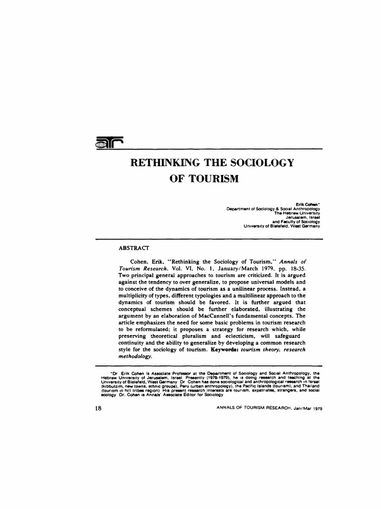 Cohen - 1979 - Rethinking The Sociology of Tourism | PDF | Tourism ...