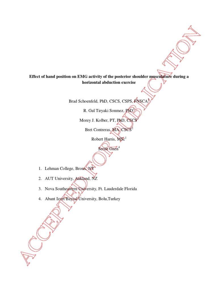 Effect of Hand Position On EMG Activity of The Posterior Shoulder ...