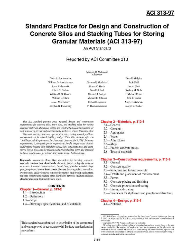Standard Practice For Design and Construction of Concrete Silos and ...