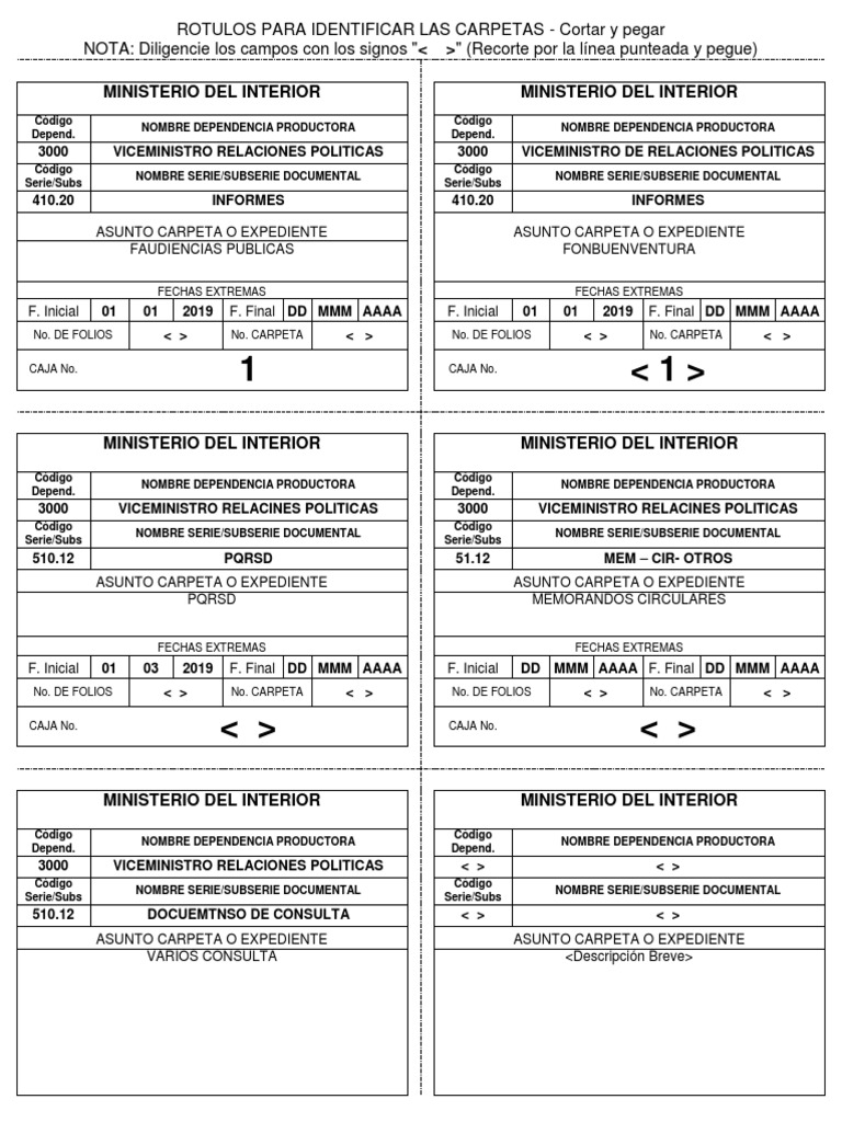 Rotulos Carpetas en Word | PDF