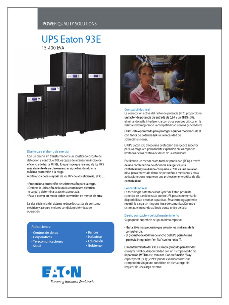 UPS EATON 93E 20kva - Hoja de Datos | Servidor (Computación) | Red de ...