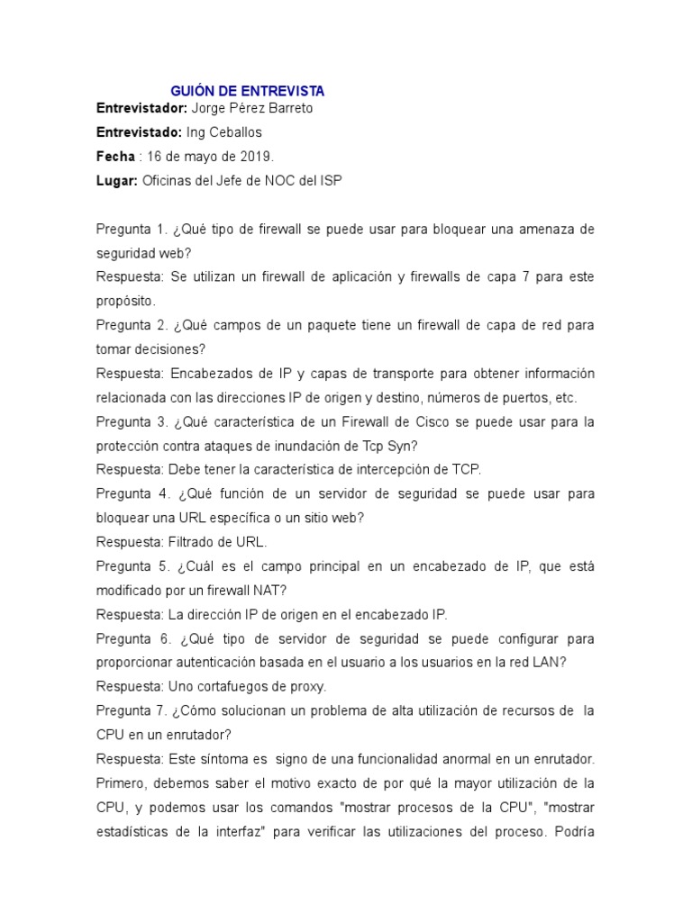 Entrevista A Un Administrador de NOC ISP | PDF | Cortafuegos ...