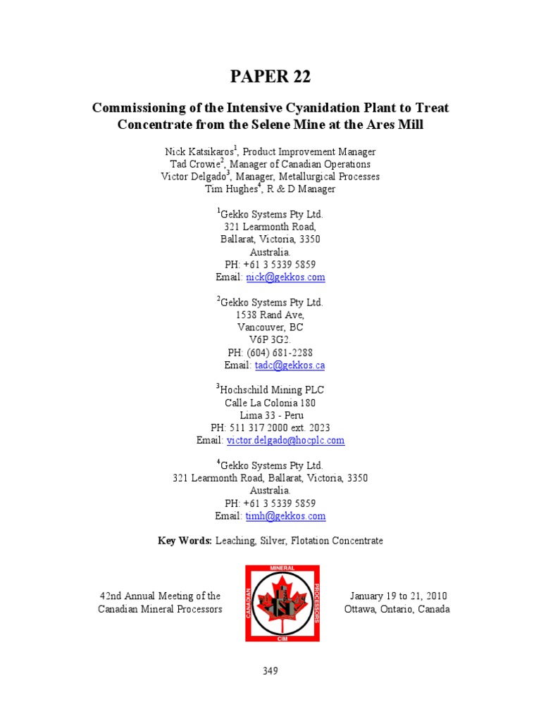 Cyanidation | PDF | Silver | Mining