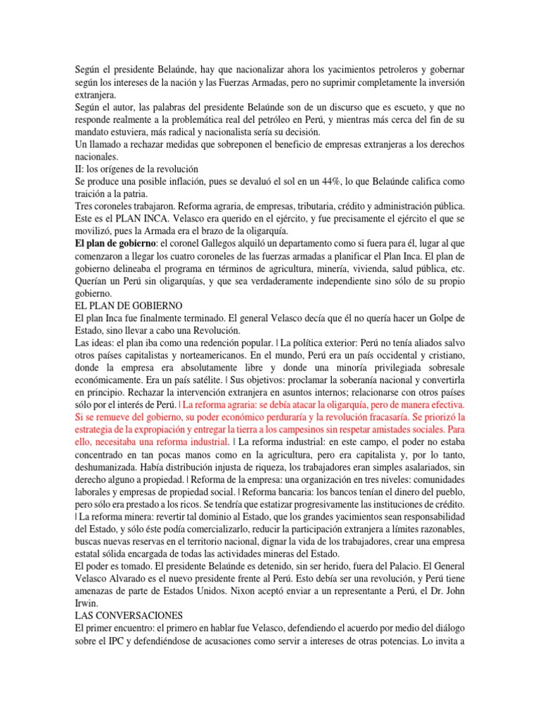 Resumen Plan Inca | PDF | Perú | Estado (política)