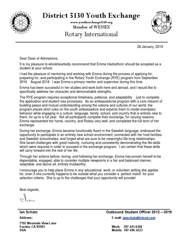 Letter of Reference Emma Hackathorn | PDF | Psychological Concepts ...