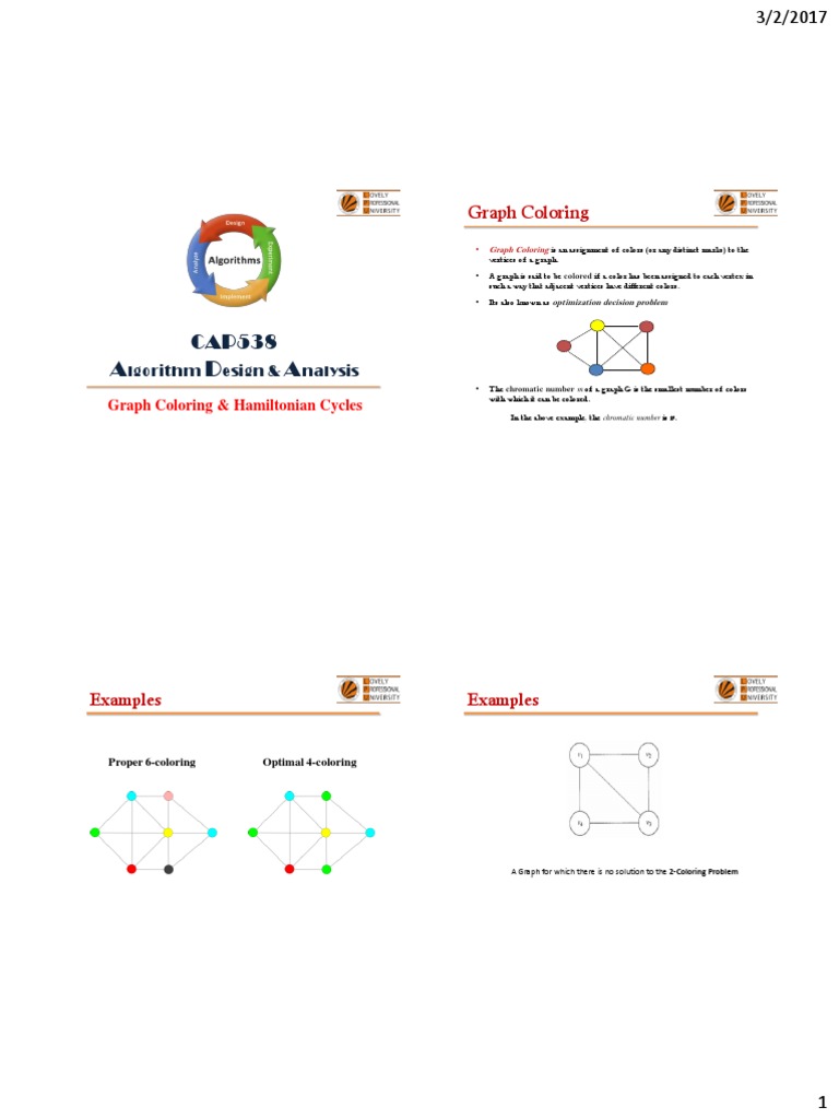 Graph Coloring & Hamiltonian Cycles | PDF | Vertex (Graph Theory) | Mathematical Analysis
