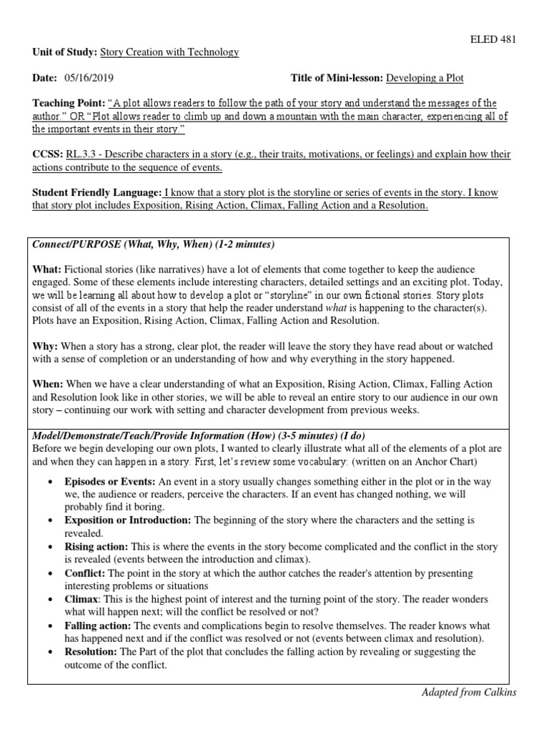 Plot Mini-Lesson Example 1 1 | PDF | Plot (Narrative) | Narrative