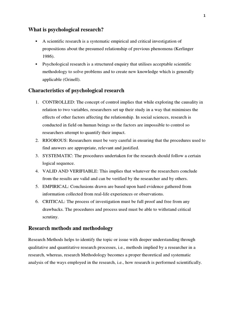 What Is Psychological Research | PDF | Scientific Method | Quantitative ...