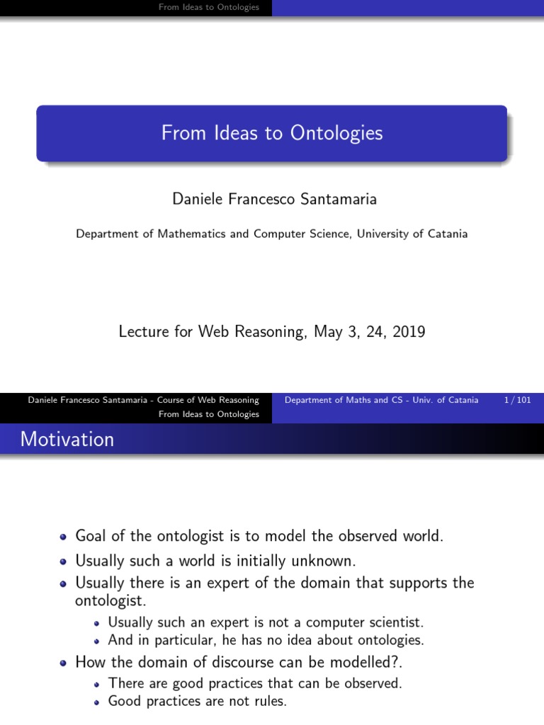 Lecture From Ideas To Ontologies - Part I | PDF | Facebook | Ontology ...